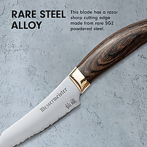 Messermeister Kawashima 3.75” Paring Knife - SG2 Powdered Steel, Eco-Brass Bolster & Walnut Pakkawood Handle - Made in Seki, Japan