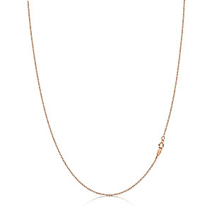 KEZEF Cable Chain Necklace Sterling Silver Italian 1.3mm Rose Gold Plated Nickel Free 20 inch