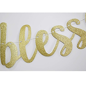 70 Years Blessed Banner, Funny Gold Glitter Sign for 70th Birthday/Wedding Anniversary Party Supplies Photo Props