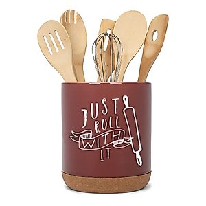 Elanze Designs Roll With It Red X-Large Cork Bottom Kitchen Utensil Holder