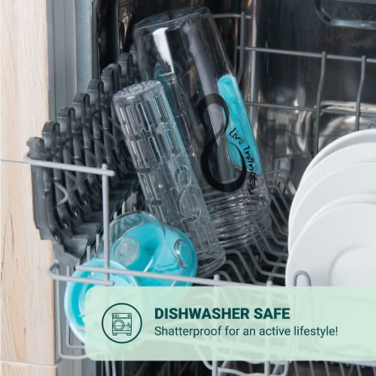 Live Infinitely 32 oz Fruit Infuser Water Bottle - Featuring a Full Length Infusion Rod, Flip Top Lid, Dual Hand Grips & Recipe Ebook Gift - Fruit Infused Water Bottles (Bright Teal, 32 oz)