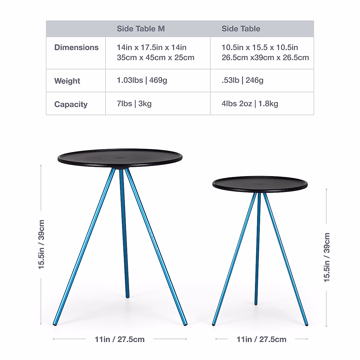 Helinox Packable Side Table for Camping, Backpacking, Picnics, and The Beach, Medium - 14 Inch, Black