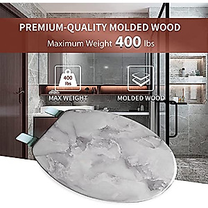 J&V TEXTILES Round Toilet Seat W/ Easy Clean & Change Hinge (Gray)