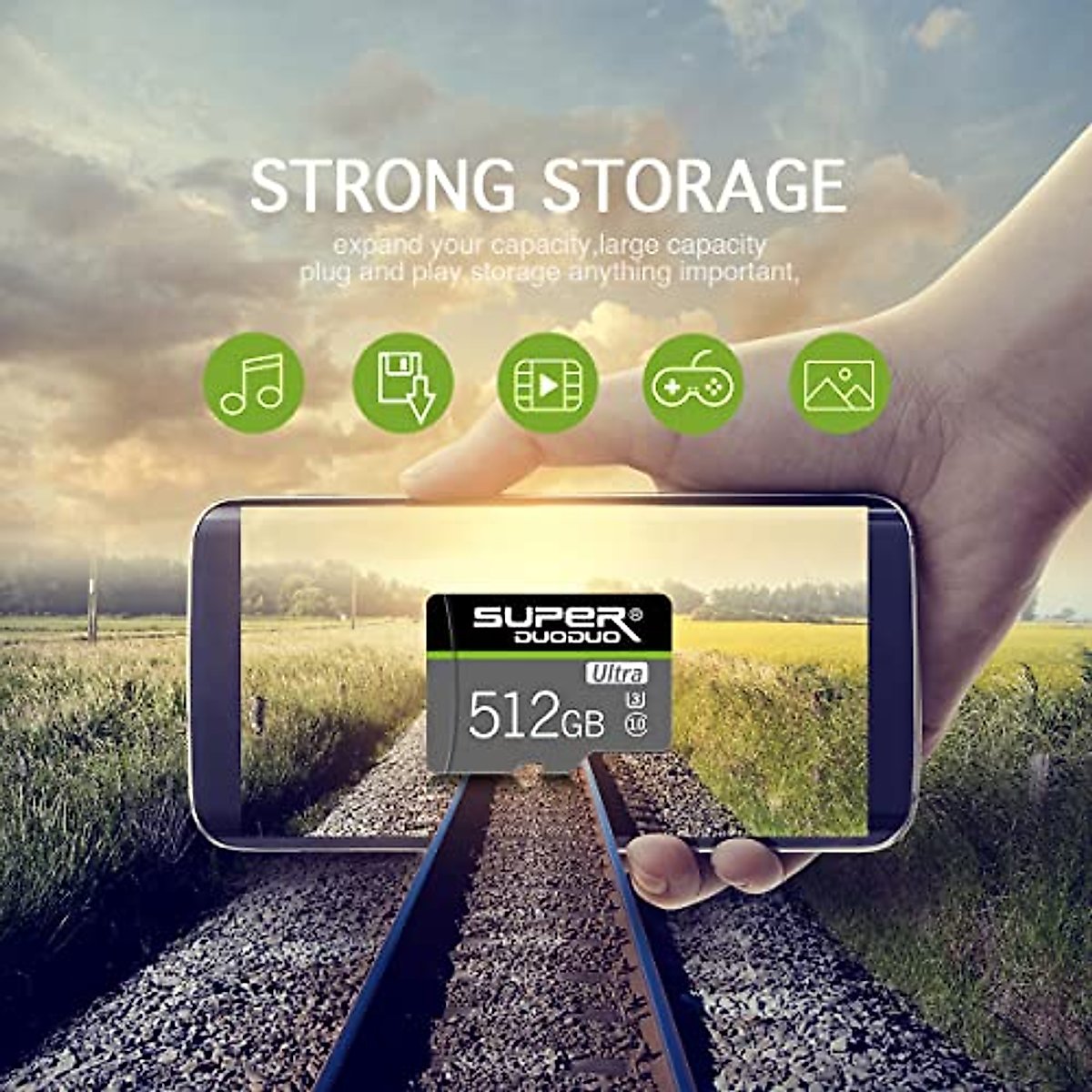 512GB Micro SD Card Memory Card Class 10 High Speed Flash Card for Smartphone/Computer/Camera/Portable Gaming Devices/Dash Cam(512GB)