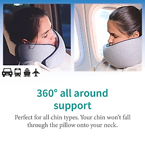 ETONVILLE Memory Foam Travel Pillow | Provides Real Support to Head, Neck, and Chin | Best Firm Airplane Pillow for Long Flights
