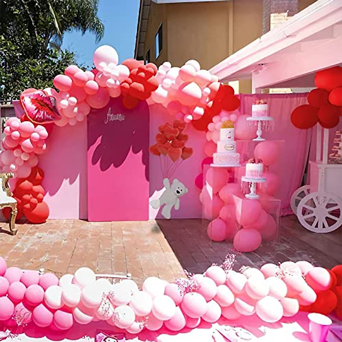 Freechase 100pcs Hot Pink Latex Balloons - 5+10+12+18 inch Pink Balloon Arch Kit Balloon Garland for Birthday Decoration, Baby shower, Graduation Party, Valentines Day, Gender Reveal