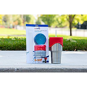 PRODUCTS THAT SIMPLIFY LIFE O-Sip!Silicone Straw Lids-XL(3pack),stretches to cover Tumblers,Large Cups&Mugs,Yeti Rambler,Mason Jars,Spill proof,Reusable, Durable,Replace Lid Accessory(Red,Navy,Gray)