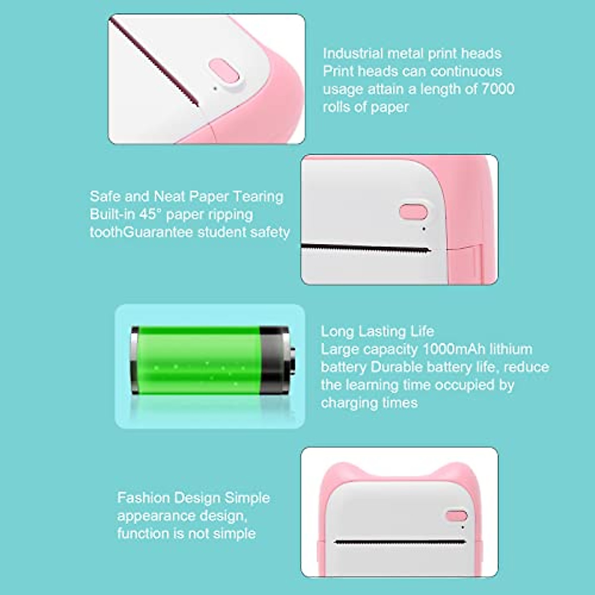 plplaaoo Label Printer,Multipurpose Wireless Printer,Portable Smart Mini Bluetooth Label Printer,203DPI USB Charging,Inkless,Thermal Label Printer,for iBleem