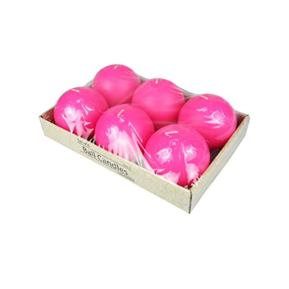 Zest Candle 6-Piece Ball Candles, 3-Inch, Hot Pink