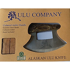 Alaska Ulu Cultured Antler with Etched Alaska Design Stainless Blade