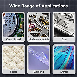 Digital Microscope Fixed Focus-200X Pocket Magnifying Glass, 3-Level Adjustable LED Lights Portable Handheld Mini Microscope,USB Compatible with, Windows, Mac OS