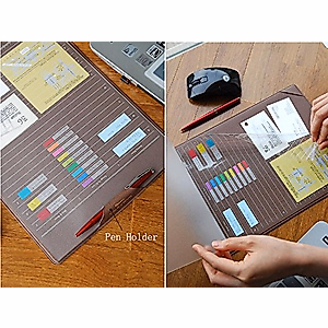 ELSKY Office Mouse Mat for Computer or Laptop,Gmaing Mouse Pads/Mouse&Desktop Protector/Keyboard Pad,Drawing & Writing Pad with Card Schedule Pockets,Cover with 2 Transparent Sheets for Memo (Coffee)