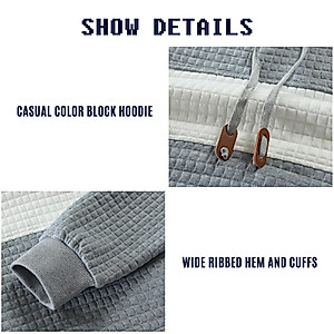 Qichic Mens Casual Pullover Hoodies Long Sleeve Hooded Sweatshirts Navy Red XL