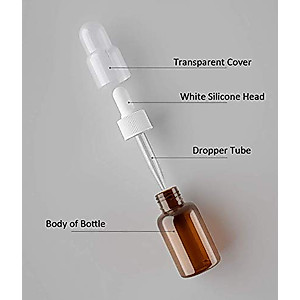 erioctry 6PCS 25ml Brown Plastic Dropper Bottles with Silicone Pipettes and Rubber Head/Essence Makeup Cosmetic Sample Container Bottle for Essential Oil Aromatherapy Use