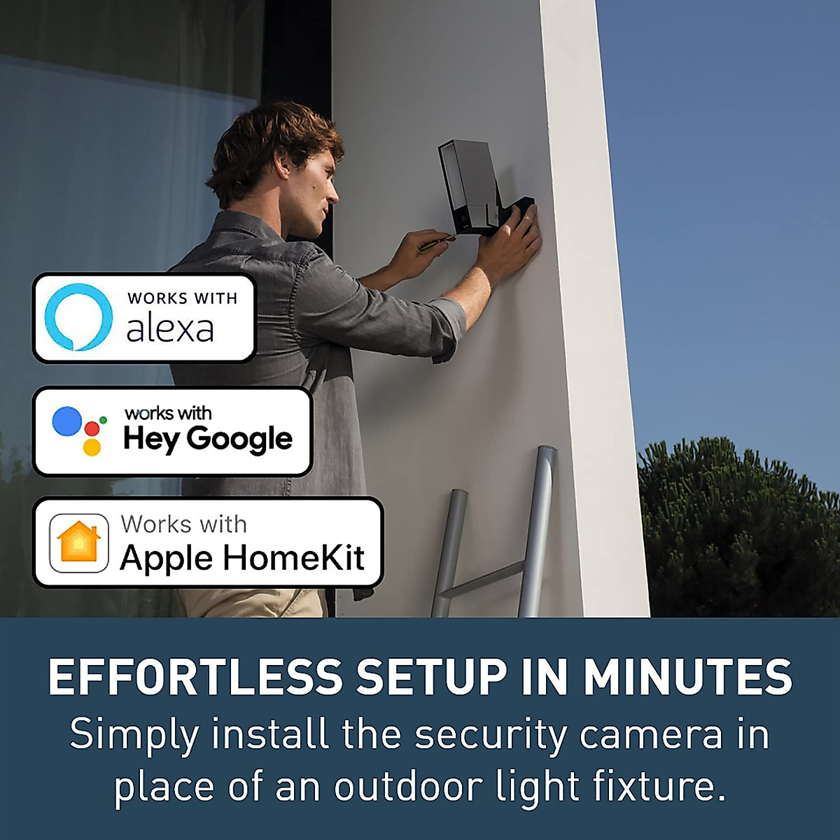 Netatmo Smart Outdoor Security Camera with 105-dB Siren & WiFi | Sends Alerts to Your Smartphone | Floodlight & Movement Detection | Night Vision | Security Without Monthly Fees (Black)