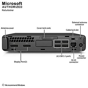 HP ProDesk 600 G3 Desktop Mini High Performance Business PC, Intel Quad Core i5-7500T 2.7GHz, 16G DDR4, 1T SSD, WiFi, BT, DP, Windows 10 Pro 64 Language Supports English/Spanish/French(Renewed)