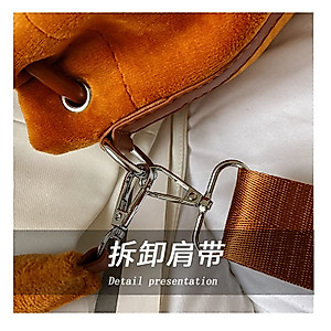 FjcCfrFw Bucket Bags for Women,Mini Bucket Purses,Hobo Bag,Drawstring Crossbody bags,Soft Plush Shoulder Handbags (BLACK)