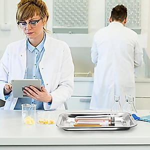 6 Pack Stainless Steel Tray Sturdy Baking Pans Metal Tray Baking Sheets Safe Cookie Sheet Toaster Oven Pan Rectangle 10.4 x 7.6 x 0.7 Inch for Kitchen Cooking, Easy Clean