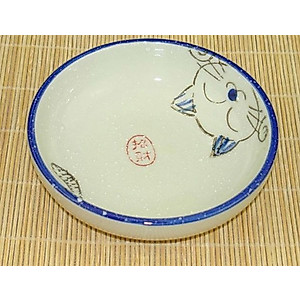 5pcs Ceramics Japanese Cat Seasoning Dishes Sushi Dipping Bowl Appetizer Plate Dessert Plate -3.5 Inch