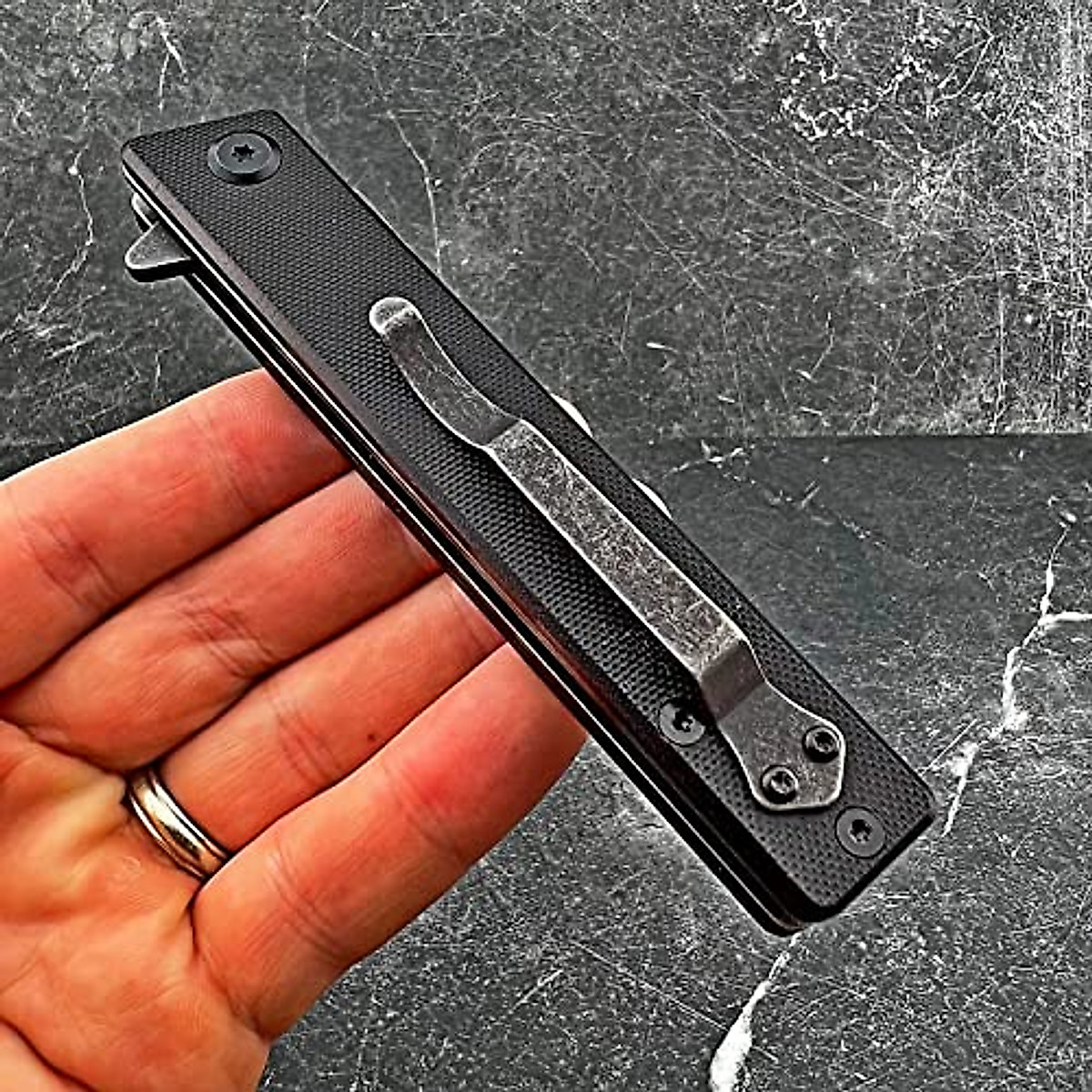 VORTEK VANGUARD: Sleek Designed EDC Folding Pocket Knife, 8Cr13MoV Blade, Fiberglass G10 Handles, Ball Bearing Pivot