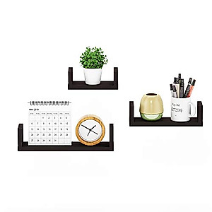 FURINNO Indo Wall Mounted Floating Shelves, Espresso