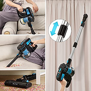 INSE Cordless Vacuum Cleaner, 6-in-1 Lightweight Stick Vacuum Up to 45min Runtime, Vacuum Cleaner with 2200mAh Rechargeable Battery, Powerful Cordless Stick Vacuum for Hardwood Floor Pet Hair Home Car