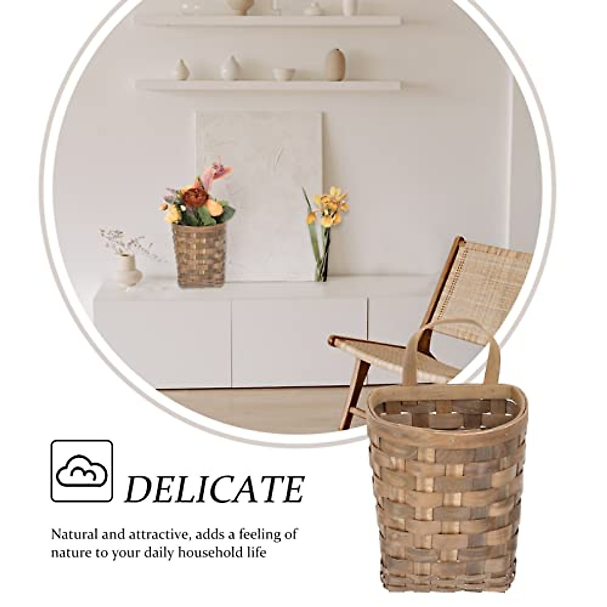 UPKOCH Wicker Woven Storage Basket Bins Decor Wall Hanging Baskets Onion Container with Handles Decorative Fruit Basket Organizer for Living Room Pantry Nursery