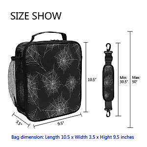 ZZXXB Spider Web Insulated Lunch Bag Box Reusable Thermal Cooler Bag Tote Outdoor Travel Picnic Bag With Shoulder Strap for Children Students Adults