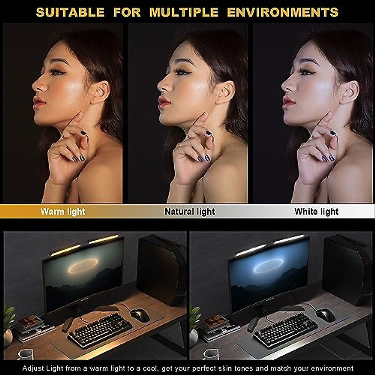 ALTSON 2-Pack Video Conference Lighting, Webcam Streaming Lights, LED Monitor Laptop Light for Zoom Meetings, Adjustable Brightness & Color Temperature, Monitor Light bar, Live Streaming