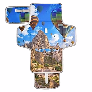 Hot Air Balloon Portable Diaper Changing Pad Waterproof Travel Baby Changing Pad Foldable Diaper Changing Mat for Newborn Girl Boy