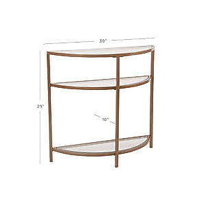 HomePop Home Decor | Kaufmann Collection Modern Glass Half Moon Accent Table | Accent Table for Display & Storage for Entry Way & Living Room (Gold)