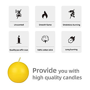 Zest Candle 6-Piece Ball Candles, 3-Inch, Yellow