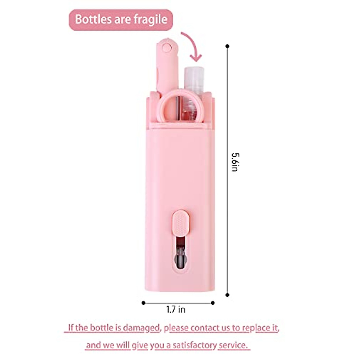 7-in-1 Electronic Cleaner Kit - Portable Cleaning for Airpods Laptop, Keyboard, with Cleaning Pen Brush Spray for Phone iPad Computer Screen/Keyboard/Headphones/Bluetooth Earphones (Pink)