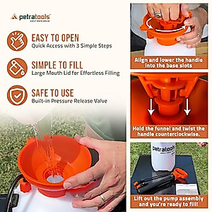 PetraTools 1 Gallon Pump Sprayer - HD101 Garden Sprayer with 2 Nozzles Included, Pump Spray Bottle, Weed Sprayer, Water Sprayer, Plant Sprayer, Pressure Sprayer Heavy Duty Hand Pump Sprayer