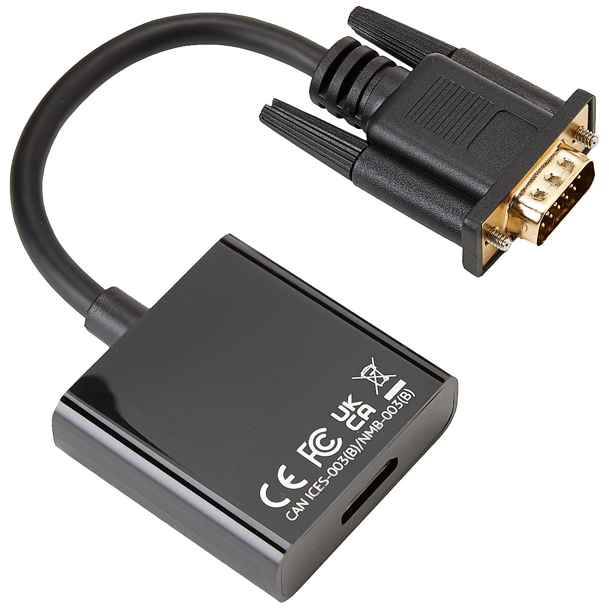 Amazon Basics Gold-Plated HDMI (Female) to VGA (Male) Adapter with 3.5mm Audio Port (Only from HDMI to VGA), Black