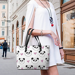 Womens Handbag Panda Patterns Leather Tote Bag Top Handle Satchel Bags For Lady
