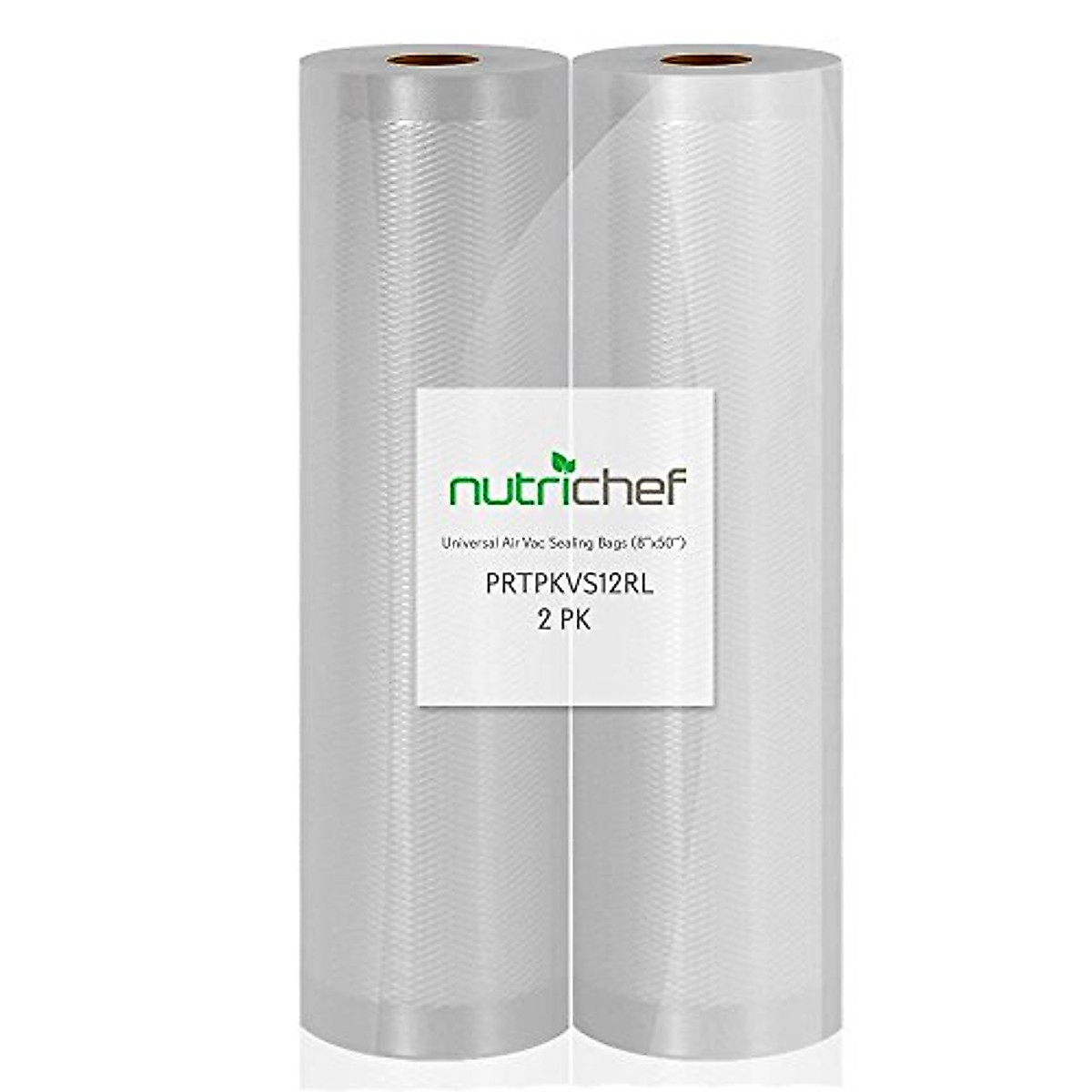 NutriChef Vacuum Sealer Bags 8x50 Rolls 2 pack for Food Saver, Seal a Meal, NutriChef, Heavy Duty & Two 8" X10' 4 mil Commercial Grade Vacuum Sealer Food Storage Rolls, Clear