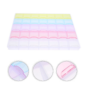 COHEALI Box 35 Cosmetic Sequin Bead Jars Clear Case Refillable Display with Plastic up Lids Art Pills Compartments DIY Grids Containers Supplies Container Bottles Diamonds Tool