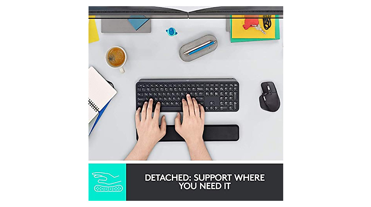 Logitech MX Keys Wireless Keyboard with Ergonomic Palm Rest - Graphite