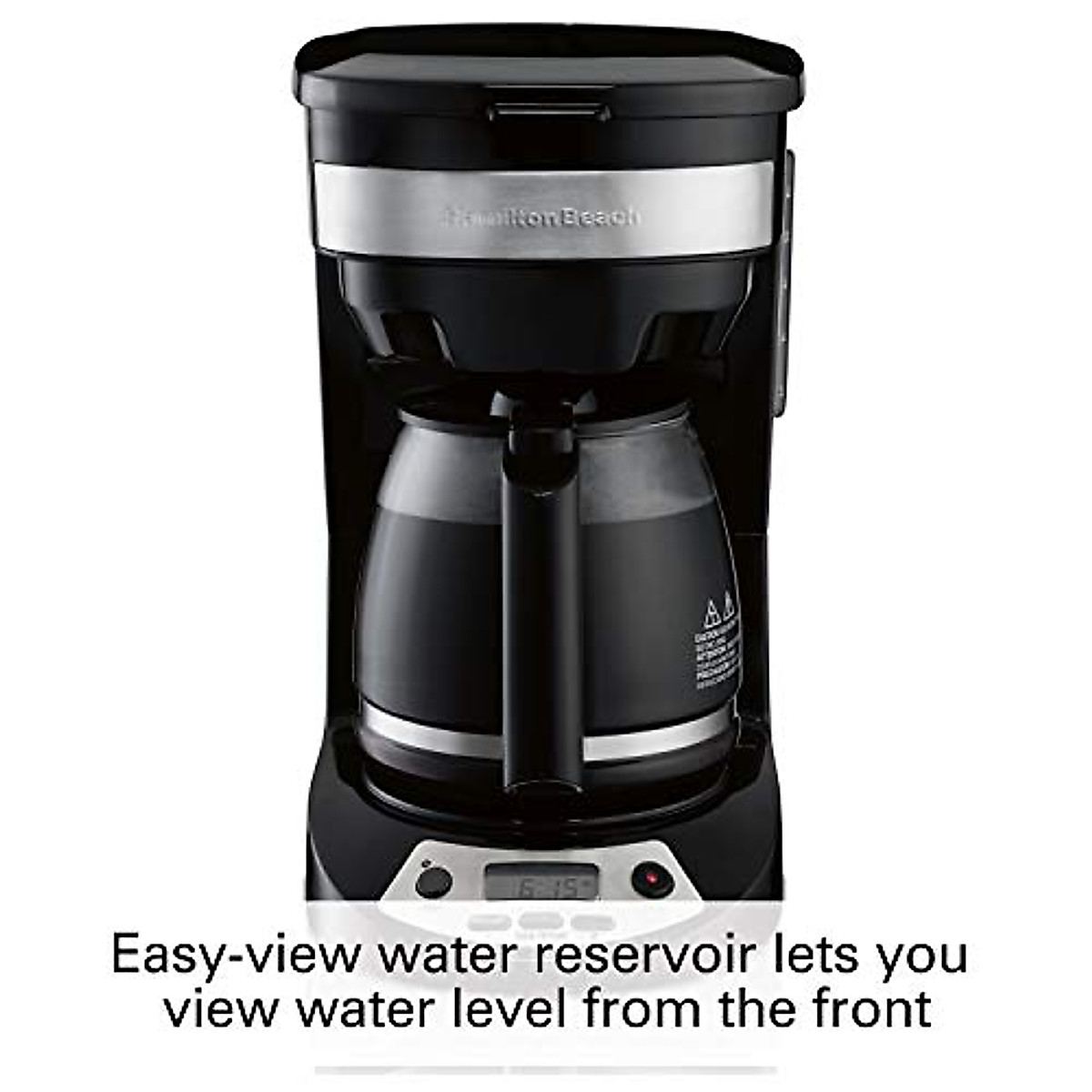 Hamilton Beach 12 Cup Programmable Drip Coffee Maker with 3 Brew Options, Glass Carafe, Auto Pause and Pour, Black with Stainless Accents (46299)