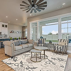 Linon RUGTA51081 Trio Grays 8' X 10', Off/White, 8 x 10