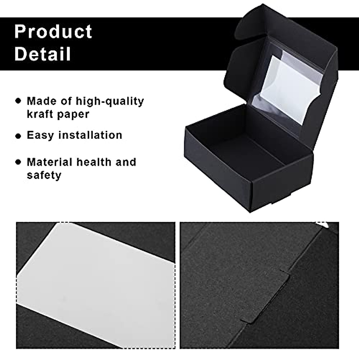 100 Pieces Soap Packaging Boxes Kraft Mini Paper Box with Window Present Packaging Box Treat Box for Homemade Soap Favor Treat Bakery Candy, 3.34 x 2.36 x 1.18 Inch(Black)