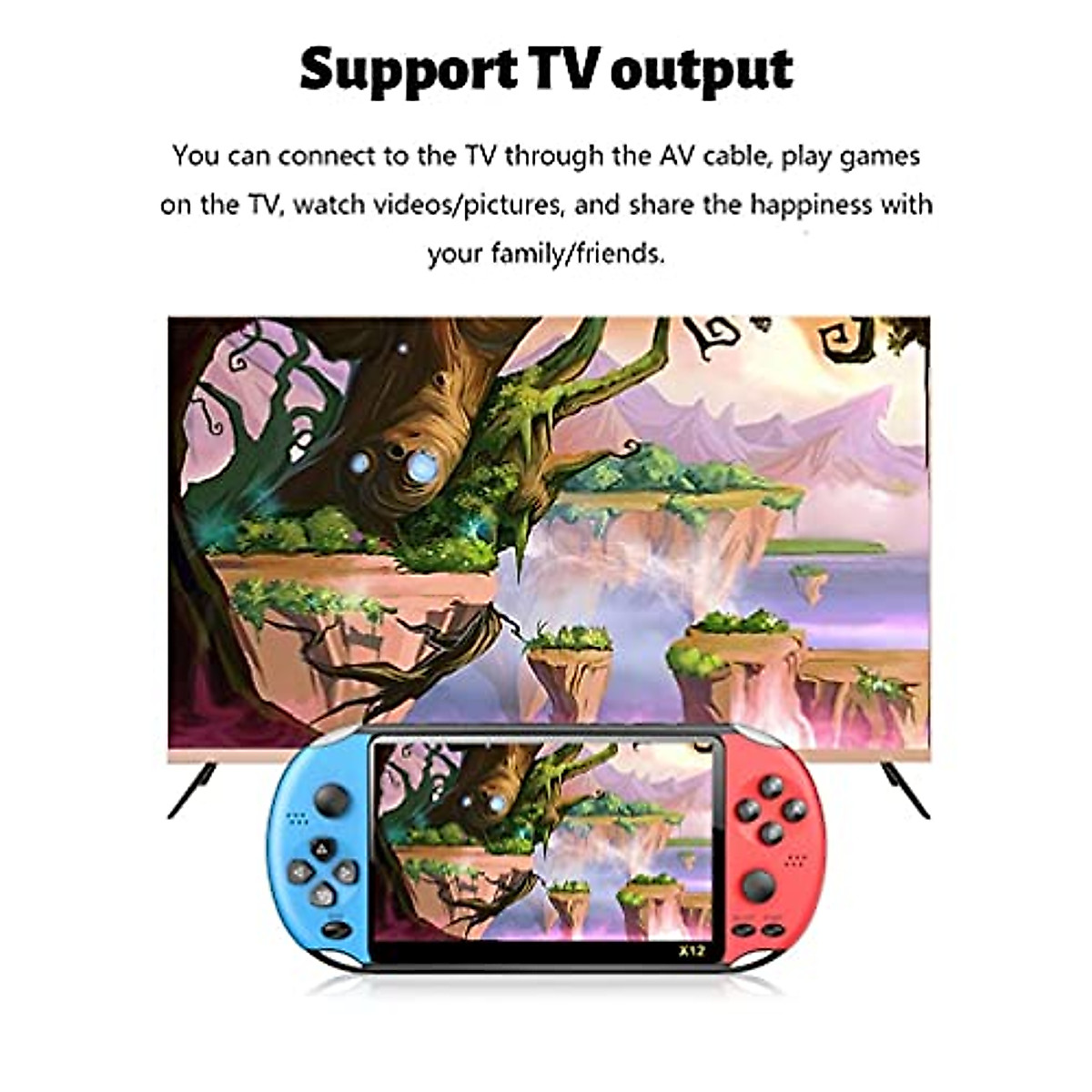 CZT New 5.1-inch Retro Video Game Console Build in 4800 Games of 9 emulators Handheld Portable Game Console Supports MP3/MP4/E-book with Rechargeable Lithium Battery mp3 mp4(Bluered)