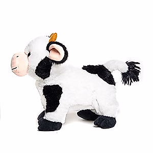 Cuddle Barn - Barnyard Buddies Cow | Animated Singing Cow Plush Stuffed Animal | Walks and Wags Tail to Old Macdonald, 8 inches