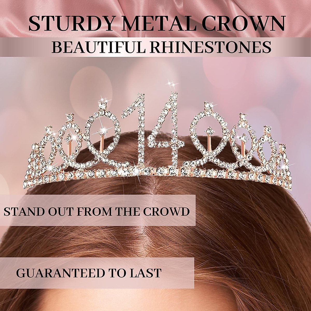 Trgowaul 14th Birthday Decorations Party Set for girls, Rose Gold 14 Birthday Banner and Tablecloth, 14 & Fabulous Sash and Tiara, 1PC Happy 14th Birthday Cake Topper, Pink Gold 14 Number Balloons