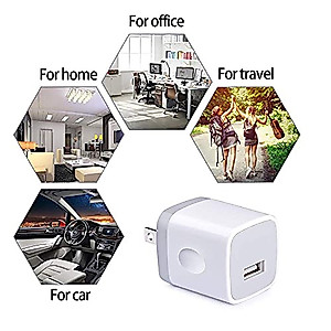 USB Wall Charger, CableLovers 1A/5V 3-Pack Travel USB Plug Charging Block Brick, Charger Power Adapter Cube Compatible Phone Xs/XS Max/X/8/7/6 Plus, Galaxy S9/S8/S8 Plus, Moto, Kindle, LG