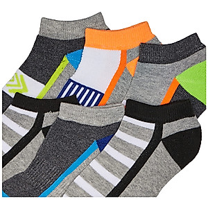 Jefferies Socks Boy's Sport Athletic Colorful Pattern Low Cut Half Cushion Socks 6 Pair Pack, Multi, Medium