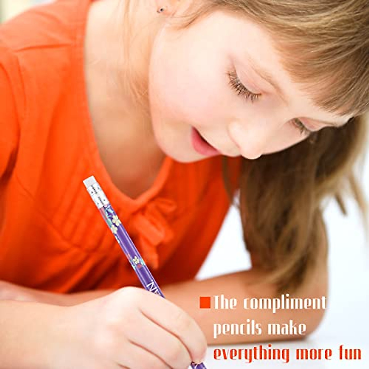 Chinco 36 Pieces Motivational Pencils Wood Personalized Pencils Kids Pencils with Erasers Cute Wooden Pencils for Primary Middle School Students Girls Teachers