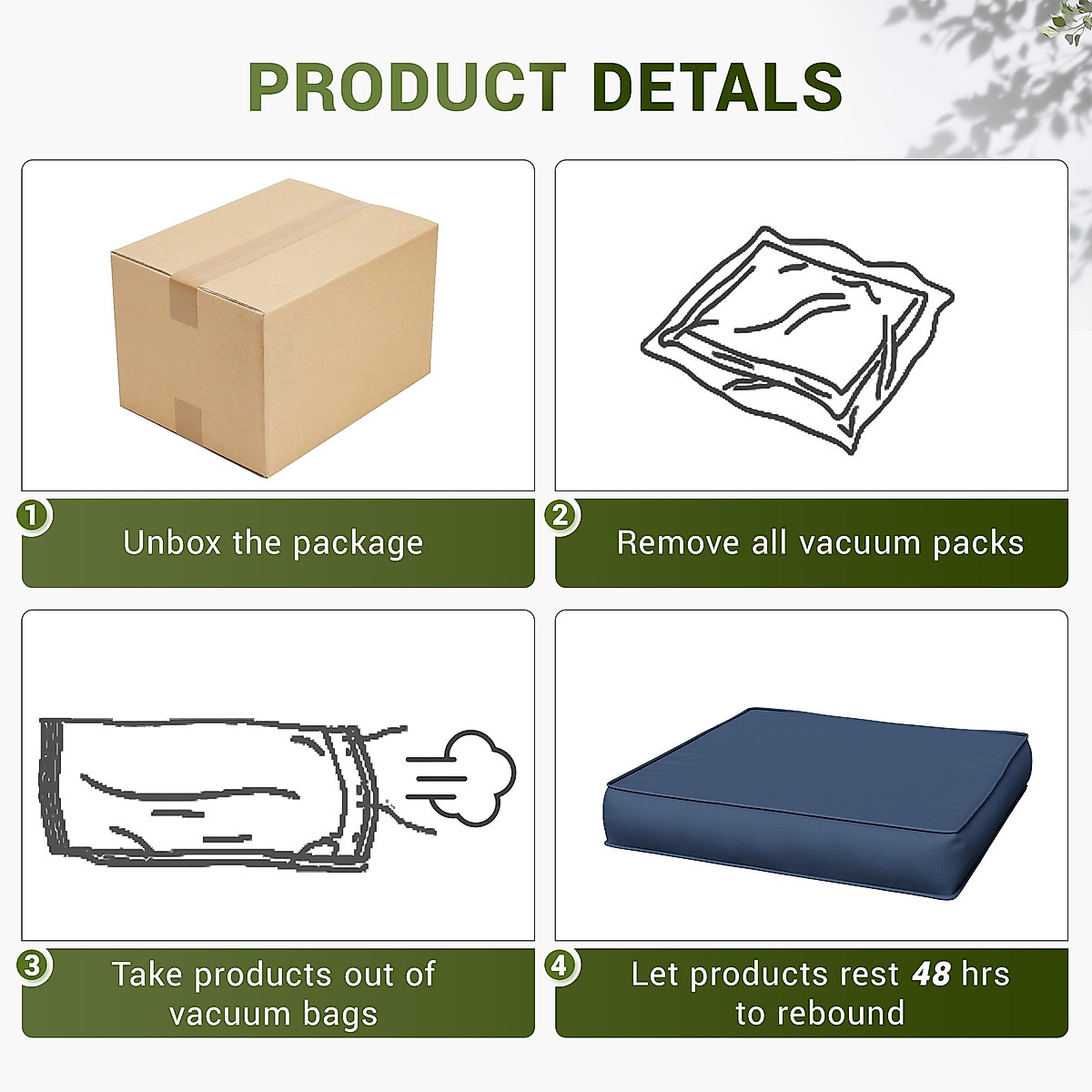 Amopatio Outdoor Cushions, Replacement Patio Furniture Cushions for Outdoor Furniture, Waterproof & Fade Resistant Cushions for Patio Sectional Couch(Cushion Cores & Covers, Navy)