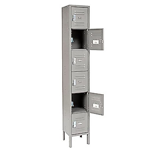 Global Industrial Six Tier Locker, 12x15x12, 6 Door, Unassembled, Gray